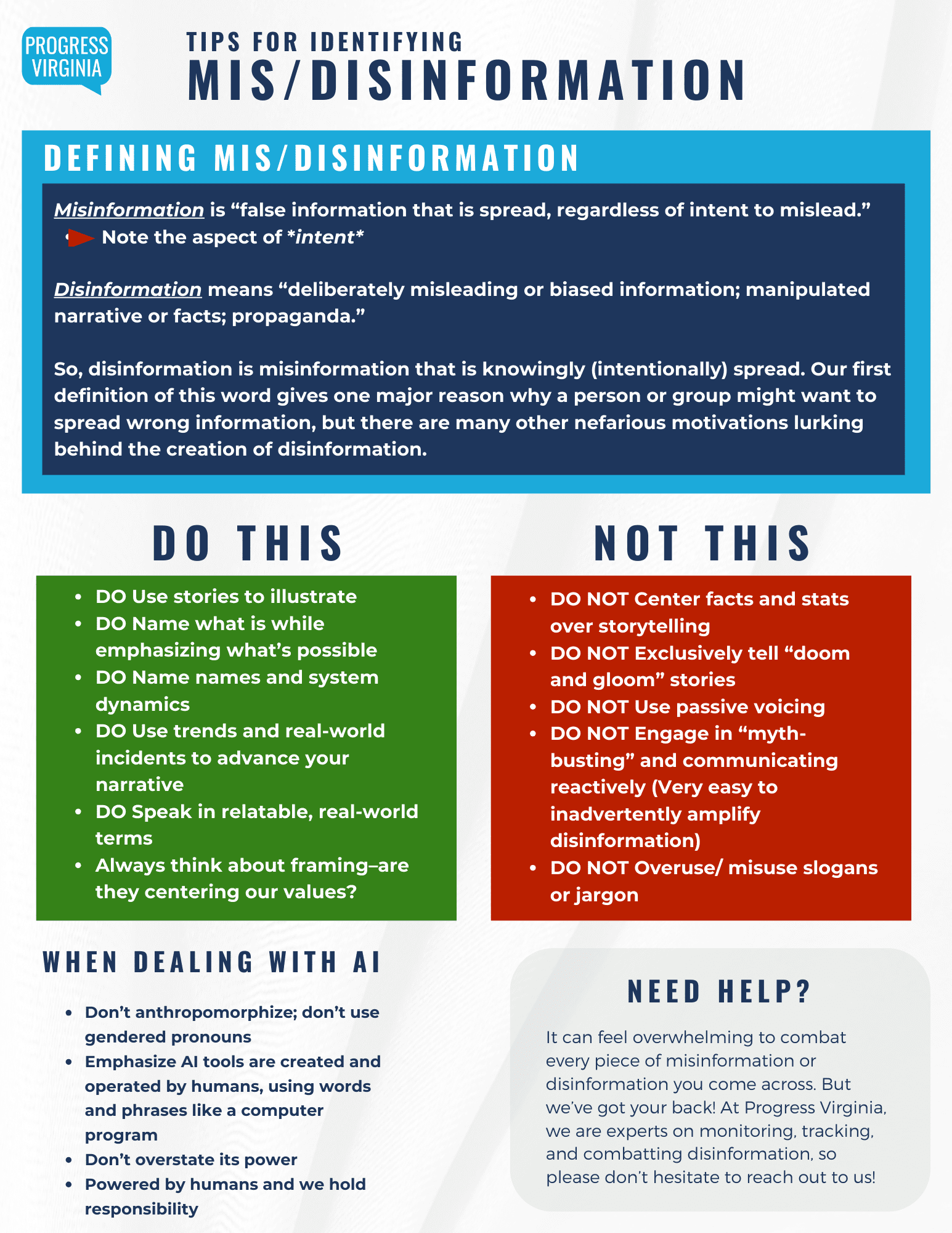 Tips for identifying mis/disinformation | ProgressVA